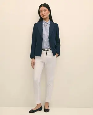 Brooks Brothers Single-breasted Peak Lapel Jacket In Fine Twill Stretch Crepe - Navy