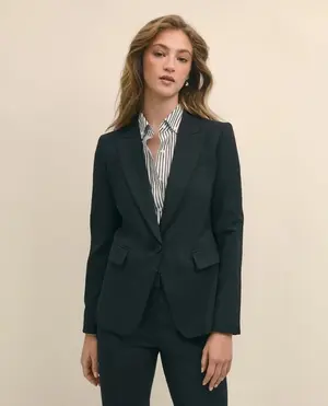 Brooks Brothers The Essentials Single-breasted Peak Lapel Wool Blend Suit Jacket - Black
