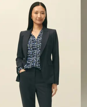 Brooks Brothers The Essentials Single-breasted Peak Lapel In Wool Blend - Navy