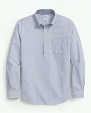 Brooks Brothers Friday Oxford Shirt, Striped Pop-over | | Large - Blue