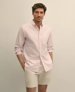 Brooks Brothers Friday Shirt, Oxford Stripe - Pink