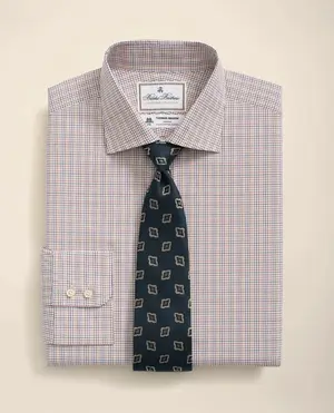Brooks Brothers X Thomas Mason Cotton English Collar, Checked Dress Shirt - Red