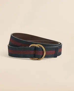 Brooks Brothers S Suede Stripe D-ring Belt | Medium - Multicolor