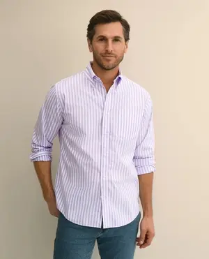 Brooks Brothers Friday Shirt, Poplin Butcher Striped - Violet