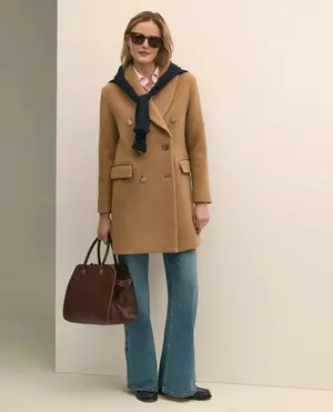 Brooks Brothers Wool Overd Shawl Collar Coat - Camel