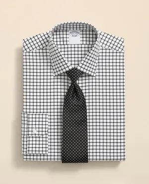 Brooks Brothers Stretch Supima Cotton Non-iron Twill Dress Shirt - Black