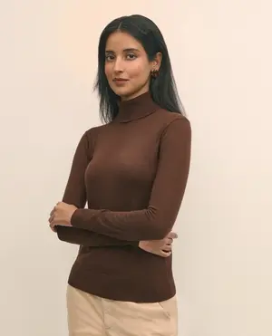 Brooks Brothers Ultimate Merino Wool Turtleneck Sweater - Brown