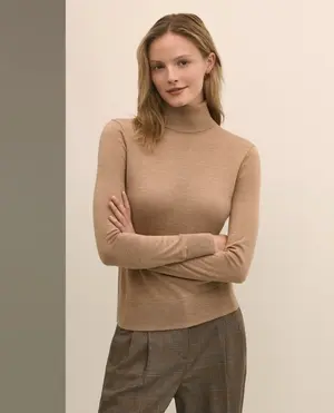 Brooks Brothers Ultimate Merino Wool Turtleneck Sweater - Camel