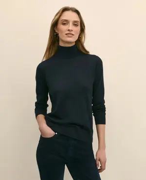 Brooks Brothers Ultimate Merino Wool Turtleneck Sweater - Navy
