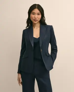 Brooks Brothers S Linen Blend Jacket - Navy
