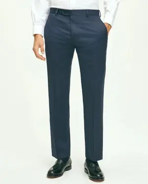 Brooks Brothers Traditional Fit Wool Dress Pants - Blue