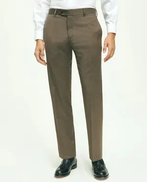 Brooks Brothers Traditional Fit Wool Dress Pants - Brown