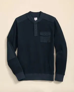 Brooks Brothers S Cotton-wool Blend Waffle Knit Henley | | Small - Navy