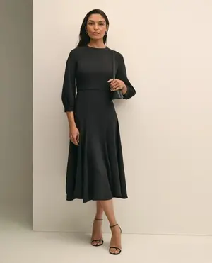 Brooks Brothers Viscose Blend Shirred-sleeve Dress - Black