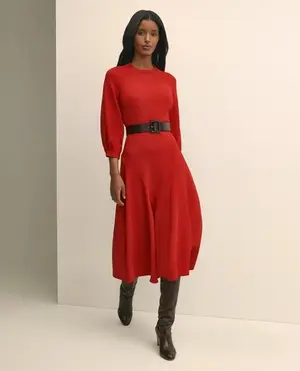 Brooks Brothers Viscose Blend Shirred-sleeve Dress - Red