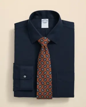 Brooks Brothers Explorer Collection Non-iron Twill Ainsley Collar, Dress Shirt - Navy