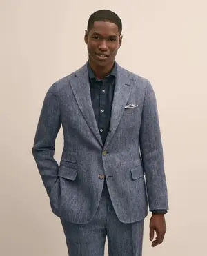 Brooks Brothers Classic Fit Linen Twill Suit Jacket - Denim