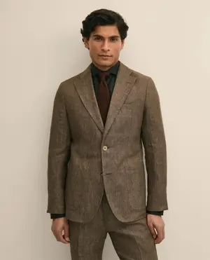 Brooks Brothers Slim Fit Linen Suit Jacket - Brown