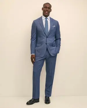 Brooks Brothers Traditional Fit Wool Check 1818 Suit - Blue