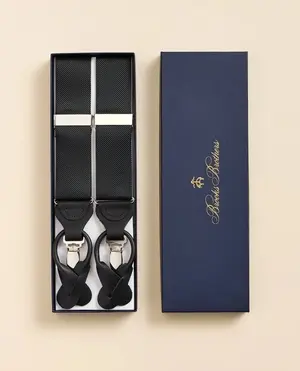 Brooks Brothers S Solid Pique Suspenders Shoes - Black
