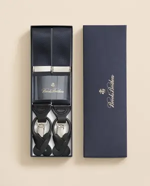 Brooks Brothers Solid Pique Suspenders Shoes - Navy