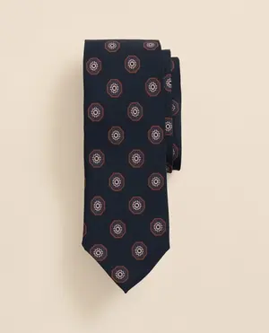 Brooks Brothers Silk Geometric Neck Tie Navy