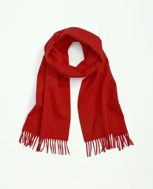 Brooks Brothers Cashmere Fringed Scarf - Red