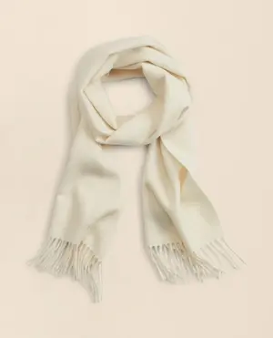 Brooks Brothers Cashmere Fringed Scarf White