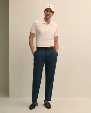 Brooks Brothers The Pleated Linen-cotton Pants - Navy