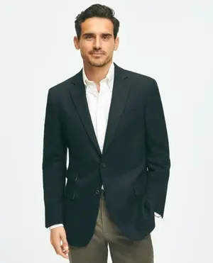 Brooks Brothers S Traditional Fit Stretch Wool Hopsack Blazer - Navy