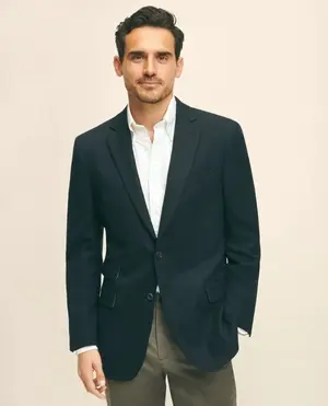 Brooks Brothers Traditional Fit Stretch Wool Hopsack Blazer - Navy