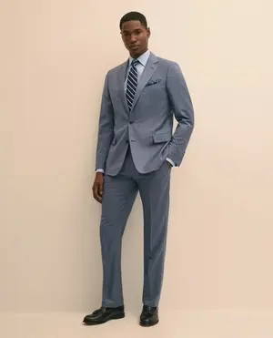 Brooks Brothers Classic Fit Wool Mini Houndstooth 1818 Suit - Blue
