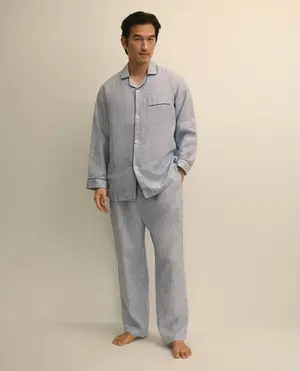 Brooks Brothers Linen Pajama Set - Blue