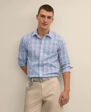 Brooks Brothers Performance Series Stretch Spread Collar, Gingham Sport Shirt - Multicolor