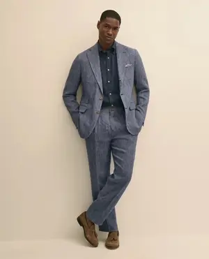 Brooks Brothers Classic Fit Linen Twill Suit Pants - Denim