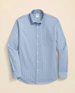 Brooks Brothers Performance Series Stretch Polo Button-down Collar, Striped Sport Shirt | | Small - Hydrangea