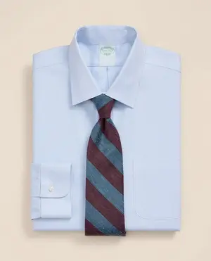 Brooks Brothers Explorer Collection Non-iron Twill Ainsley Collar, Check Dress Shirt - Hydrangea