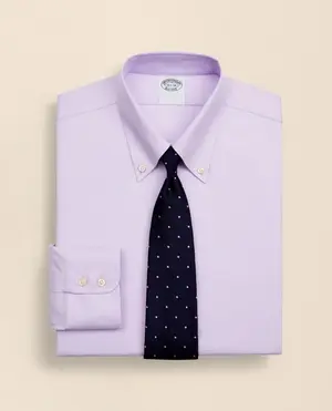Brooks Brothers Stretch Supima Cotton Non-iron Twill Button-down Collar Dress Shirt - Lavender