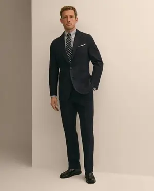 Brooks Brothers Garment-dyed Cotton-linen Suit Pants - Navy