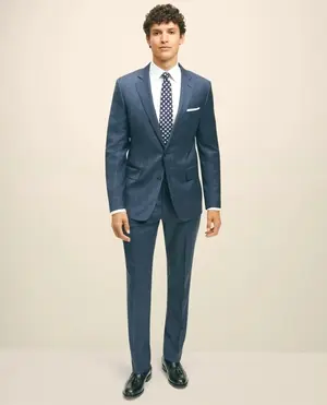 Brooks Brothers Classic Fit Wool Windowpane 1818 Suit - Medium Blue
