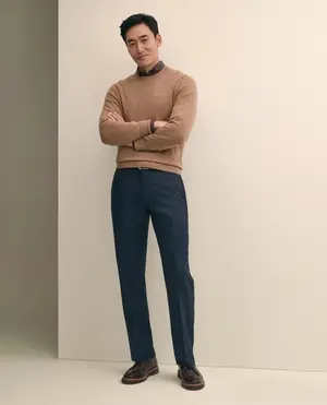 Brooks Brothers Traditional Fit Wool Flannel Dress Pants - Navy