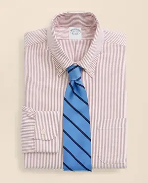 Brooks Brothers American-made Oxford Cloth Button-down Stripe Dress Shirt - Red