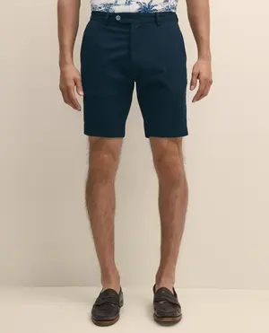 Brooks Brothers 9" Washed Cotton Seersucker Shorts - Navy