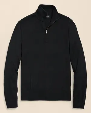 Brooks Brothers Brooks Brothers Ultimate Merino Wool Quarter-Zip Pullover Sweater Black