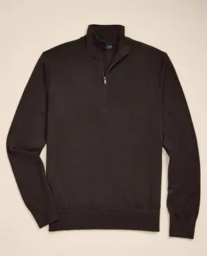 Brooks Brothers Ultimate Merino Wool Quarter-zip Sweater - Dark Brown