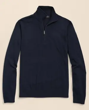 Brooks Brothers Ultimate Merino Wool Quarter-zip Pullover Sweater - Navy