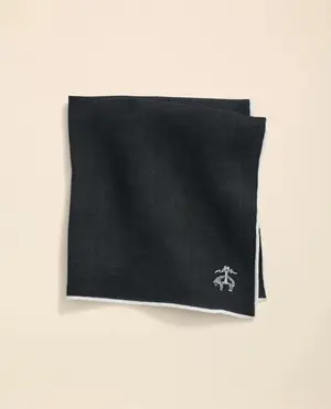Brooks Brothers Linen Jacquard Pocket Square Tie | Black