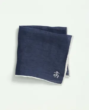 Brooks Brothers Linen Jacquard Pocket Square Tie | Blue