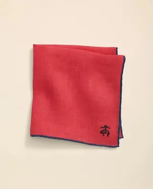 Brooks Brothers Linen Jacquard Pocket Square Tie - Medium Red