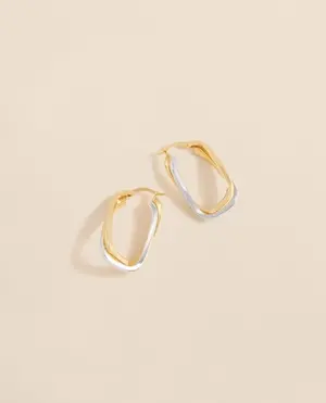 Brooks Brothers S 14k Yellow-white Gold Hoop Earrings - Multicolor